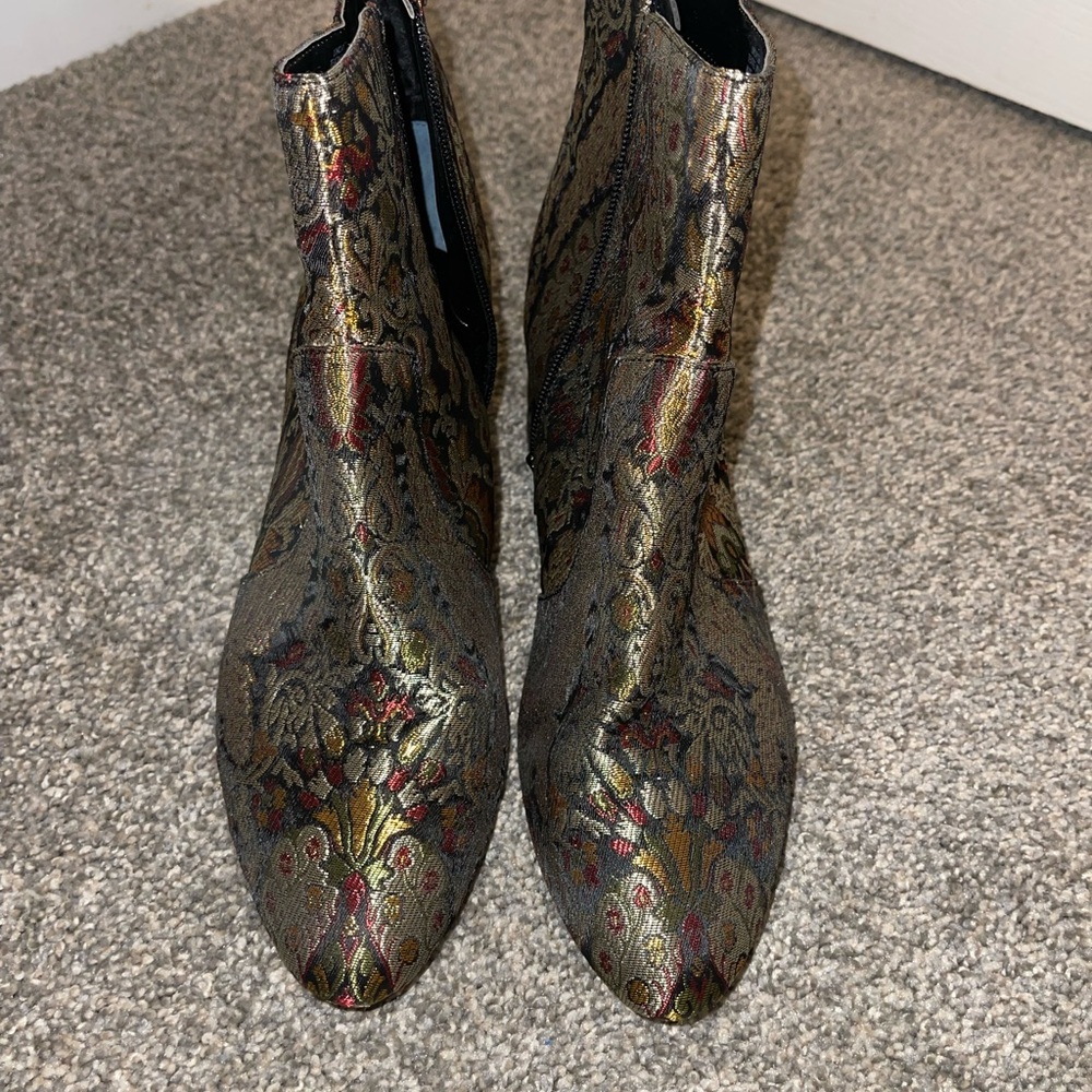 Elegant Brocade Ankle Boots - Gem